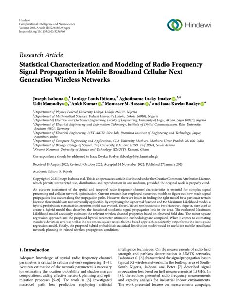 Pdf Statistical Characterization And Modeling Of Radio Frequency