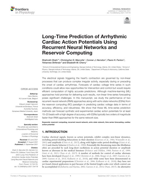 Pdf Long Time Prediction Of Arrhythmic Cardiac Action Potentials
