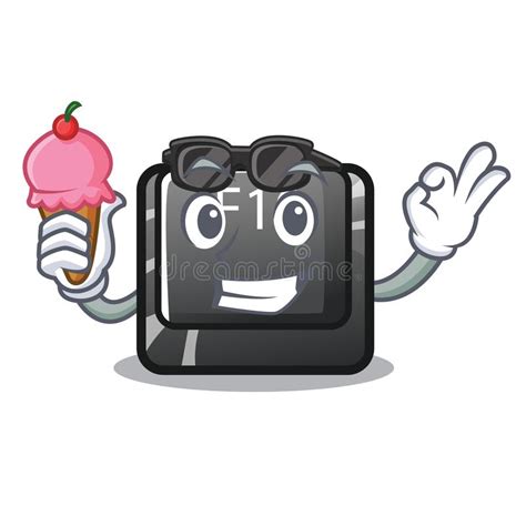 With Ice Cream Button F10 On A Keyboard Character Stock Vector Illustration Of Detail