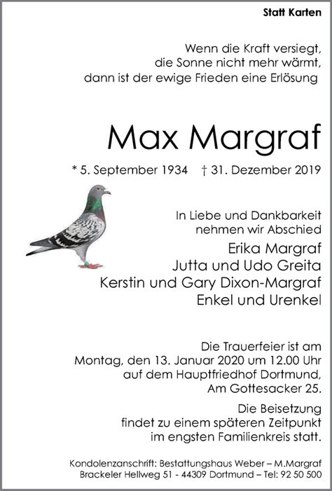 Traueranzeigen Von Max Margraf Trauer In Nrwde