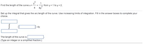 Solved Find The Length Of ﻿the Curve X Y44 18y2 ﻿from