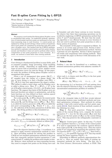 PDF Fast B Spline Curve Fitting By L BFGS