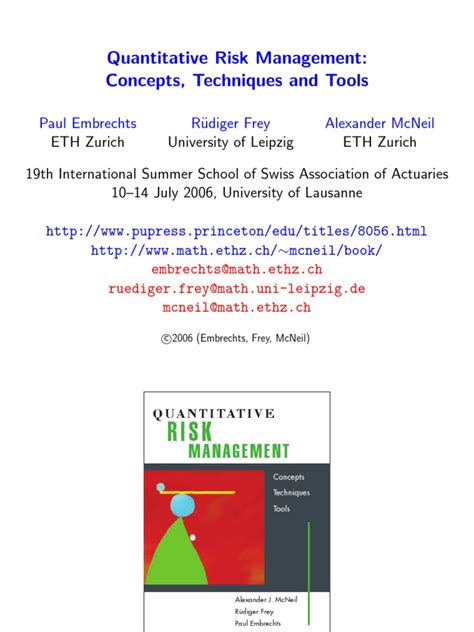 Quantitative Risk Management Concepts Techniques And Tools Pdf