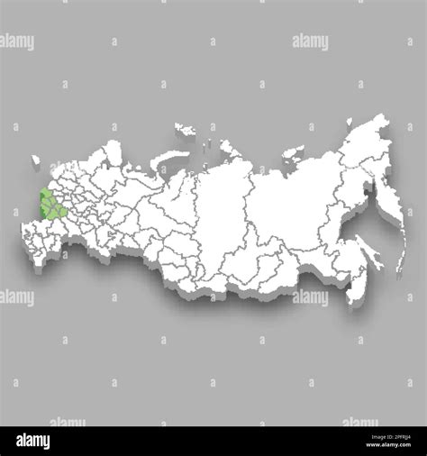 Chernozemye Region Location Within Russia 3d Isometric Map Stock Vector