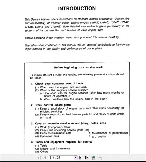 Jcb Engines Yanmar L A Series Diesel Sevice Manual Auto Repair