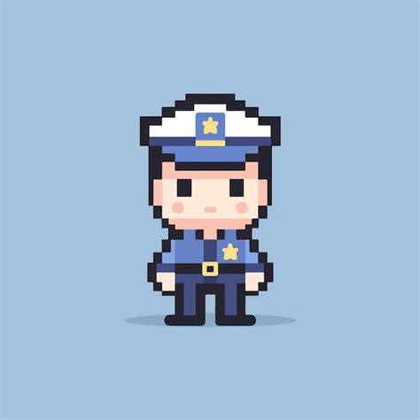 Pixel Art Police Officer Character Premium Ai Generated Vector