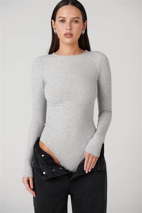 Elise Bodysuit Grey Marle Bayse Brand