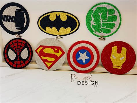 Superhero Glitter Rewardsprops Set Of 7 Props For Etsy
