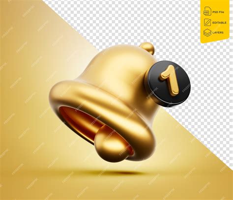 Premium Psd Minimal Notification Bell Icon On Golden Background One New Notification Concept