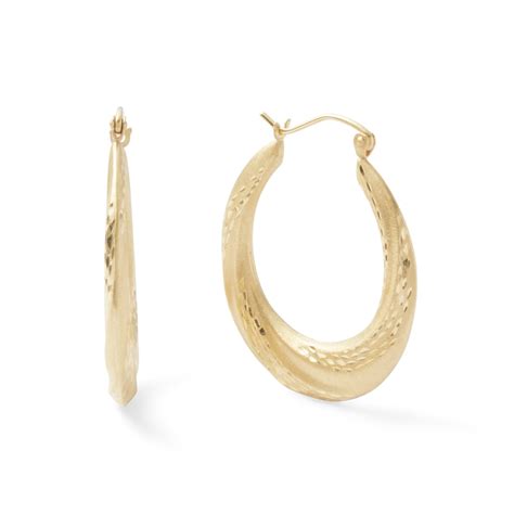 10k Gold Diamond Cut Twist Hoop Earrings Banter
