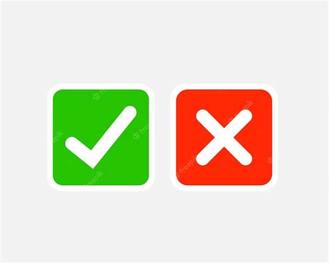 확인 및 십자 표시 기호 프리미엄 벡터