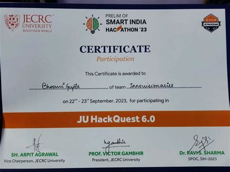 Bhoomi Gupta On Linkedin Sih Smartindiahackathon Jecrcuniversity
