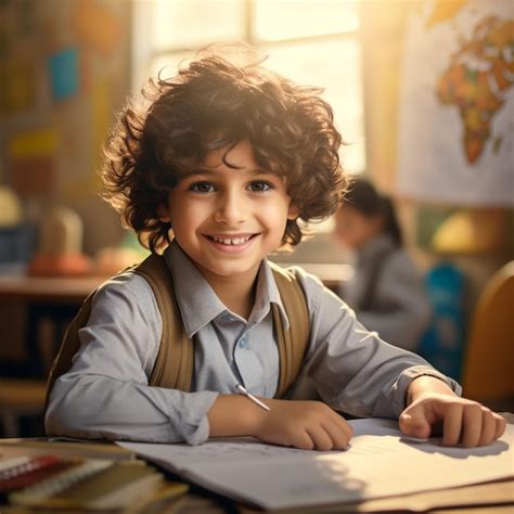 Lindo Niño Asiático Que Lleva Una Bolsa Escolar Y Sostiene Un Libro En