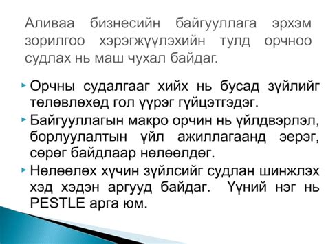 Бизнес төлөвлөгөө боловсруулах гадаад орчны шинжилгээ
