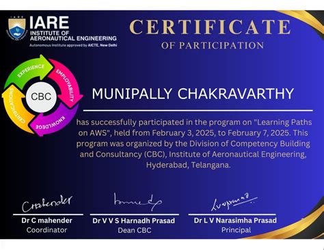 Aws Cloudcomputing Certification Iare Learningpaths Awscertified… Chakravarthy Munipally