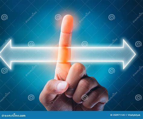 finger divided by a blurred line indicating a decision point or a