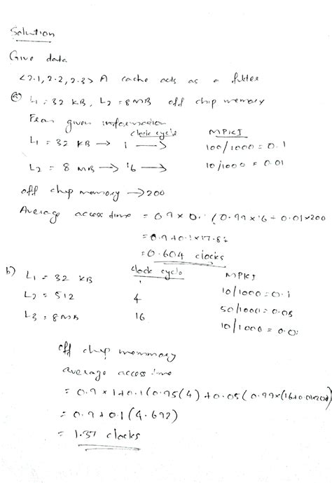 Solved A Cache Acts As A Filter For Example For Every Instructions Course Hero