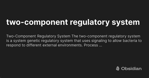 Two Component Regulatory System Obsidian Publish