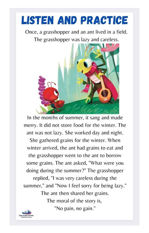 The Ant And The Grasshopper English Short Moral Story Youtube