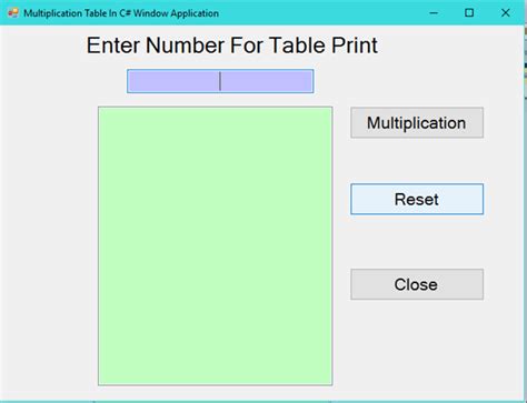 How To Create Multiplication Table In C Window Application