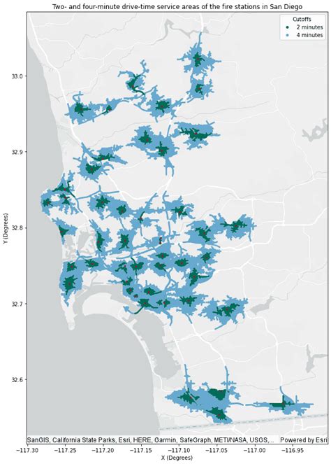 Create Service Areas Arcgis Geoanalytics Engine Esri Developer