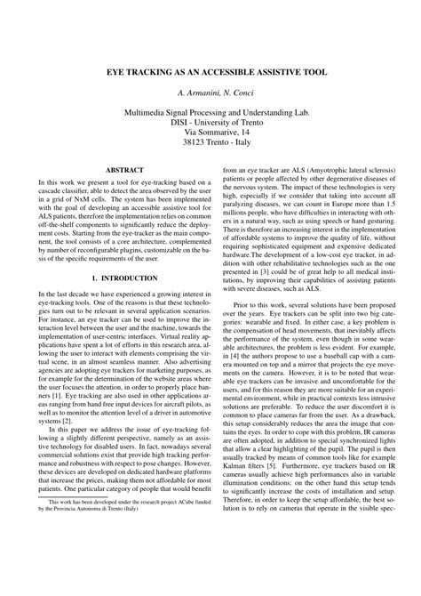 Pdf Eye Tracking As An Accessible Assistive Tool