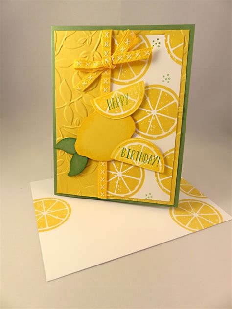 Birthday Lemons In Sunny Yellow Hand Stamped Birthday Greeting Etsy
