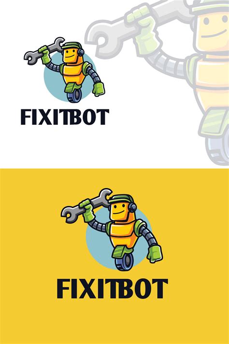Fixing Robot Character Logo Design Masterbundles