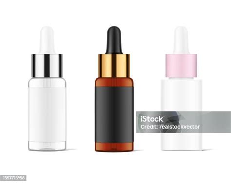 현실적인 스포이드 병 모형 흰색 배경에 격리된 벡터 그림 3차원 형태에 대한 스톡 벡터 아트 및 기타 이미지 3차원 형태 건강관리와 의술 공란 Istock