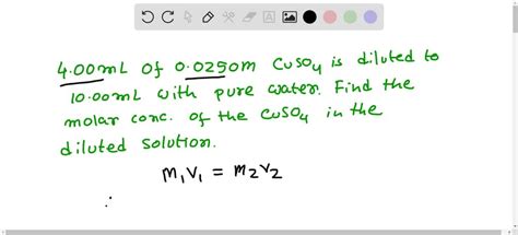 Solved If 400 Ml Of 00250 M Cuso4 Is Diluted To 100 Ml With Pure