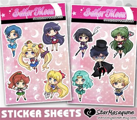 Sailor Moon Stickers Anime Chibi Sticker Sheet By Starinmypocket