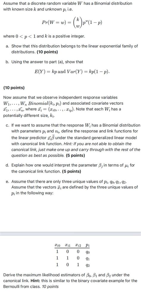 solved assume that a discrete random variable w ﻿has a