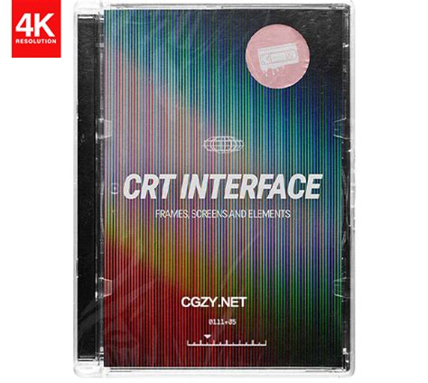 4k视频素材复古抽象crt框架噪波信号损坏故障毛刺静态纹理元素 Crt Interface Pack Cg资源网