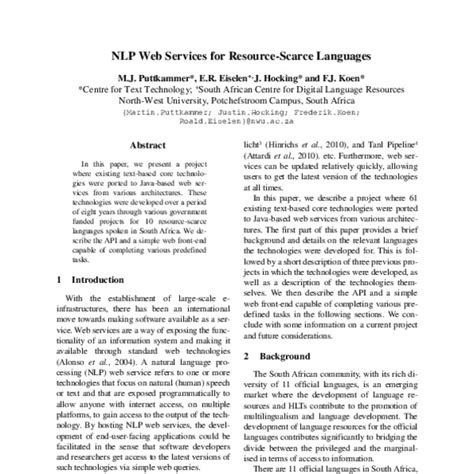 Nlp Web Services For Resource Scarce Languages Acl Anthology