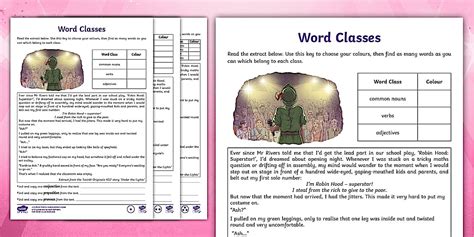Ks2 Recognising Word Classes Differentiated Worksheets