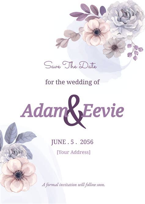 Free Lavender Blush Save The Date Card Template To Edit Online