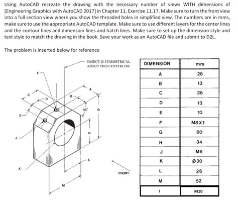 Solved Using Autocad Recreate The Drawing With The Necessary Chegg