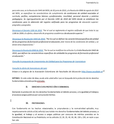Ejemplo De Acción De Tutela Educación