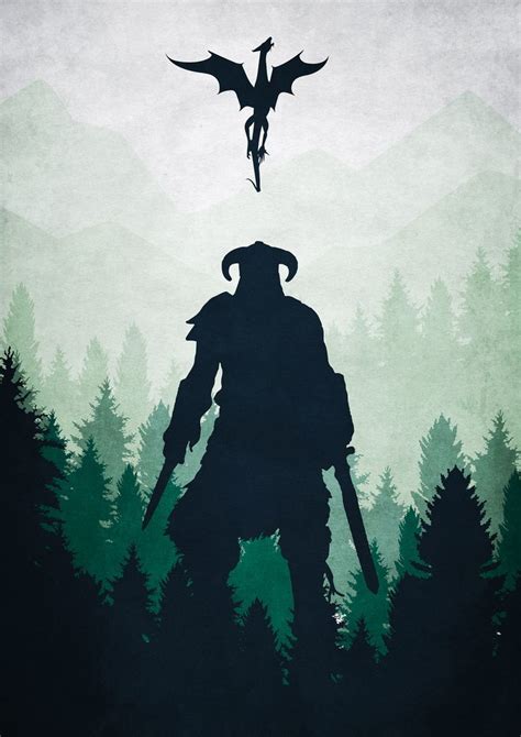 Elder Scrolls Skyrim Game Poster Dragonborn Gaming Print Etsy Uk