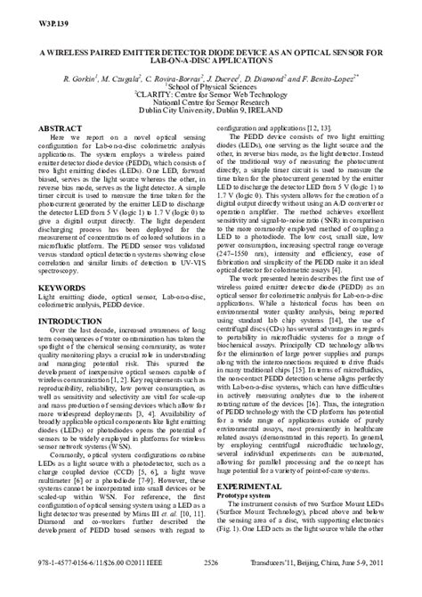Pdf A Wireless Paired Emitter Detector Diode Device As An Optical Sensor For Lab On A Disc