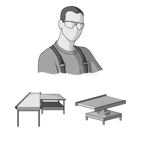 Equipment And Machine Monochrome Icons In Set Collection For Design Technical Progress Of The