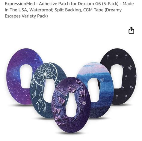 Expressionmed Adhesive Patches For Dexcom G6 Pack Of 5 Made In The Usa Waterproof Non