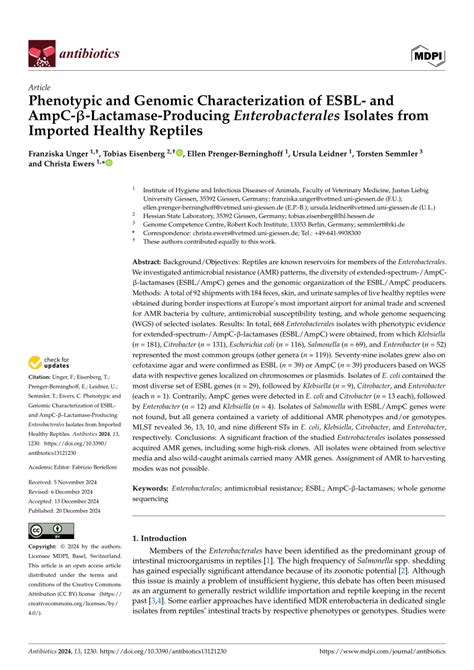 Pdf Phenotypic And Genomic Characterization Of Esbl And Ampc β