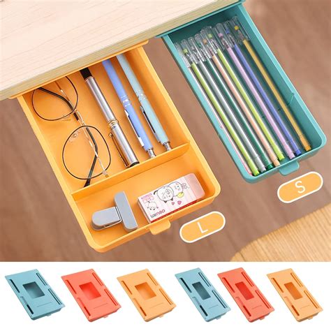 책상 서랍 아래 셀프 스틱 연필 트레이 테이블 보관 정리 상자 스탠드 자체 접착 Aliexpress