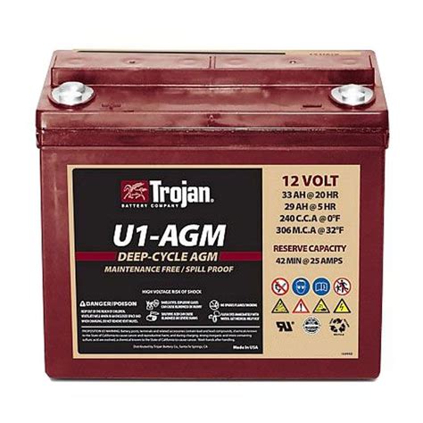 Тяговый аккумулятор Trojan U1 AGM 12V 29Ah С5 купить в г Москва