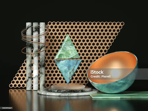 금속과 돌 대리석과 화강암의 질감과 아름답고 우아하고 추상적 인 배경 3d 일러스트레이션 3d 렌더링 3차원 형태에 대한 스톡 사진 및 기타 이미지 Istock