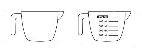 Measuring Cups Blank And With 500 Ml Volume Graphic Scale Half Liter