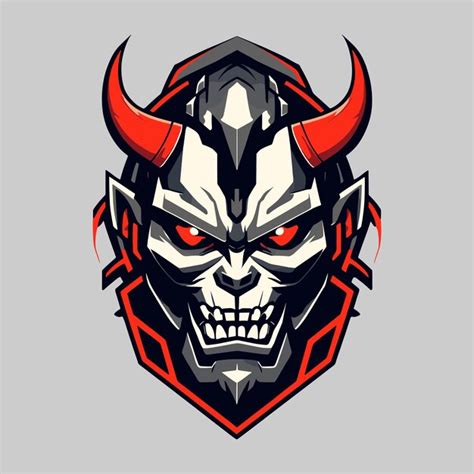 Premium Vector Devil Oni Mask Robot Vector Illustration