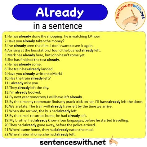 Already In A Sentence Sentences Of Already In English SentencesWith Net