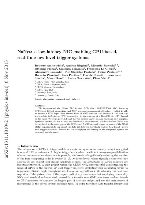 Pdf Naneta Low Latency Nic Enabling Gpu Based Real Time Low Level